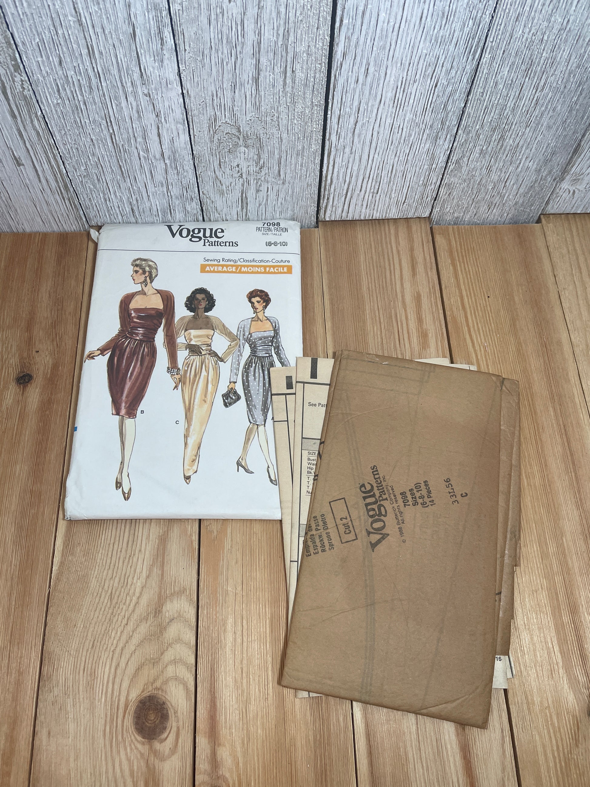 Vogue 7098 Sashed Waist Dress with Shrug Evening Gown Pattern Size 6-1 ...