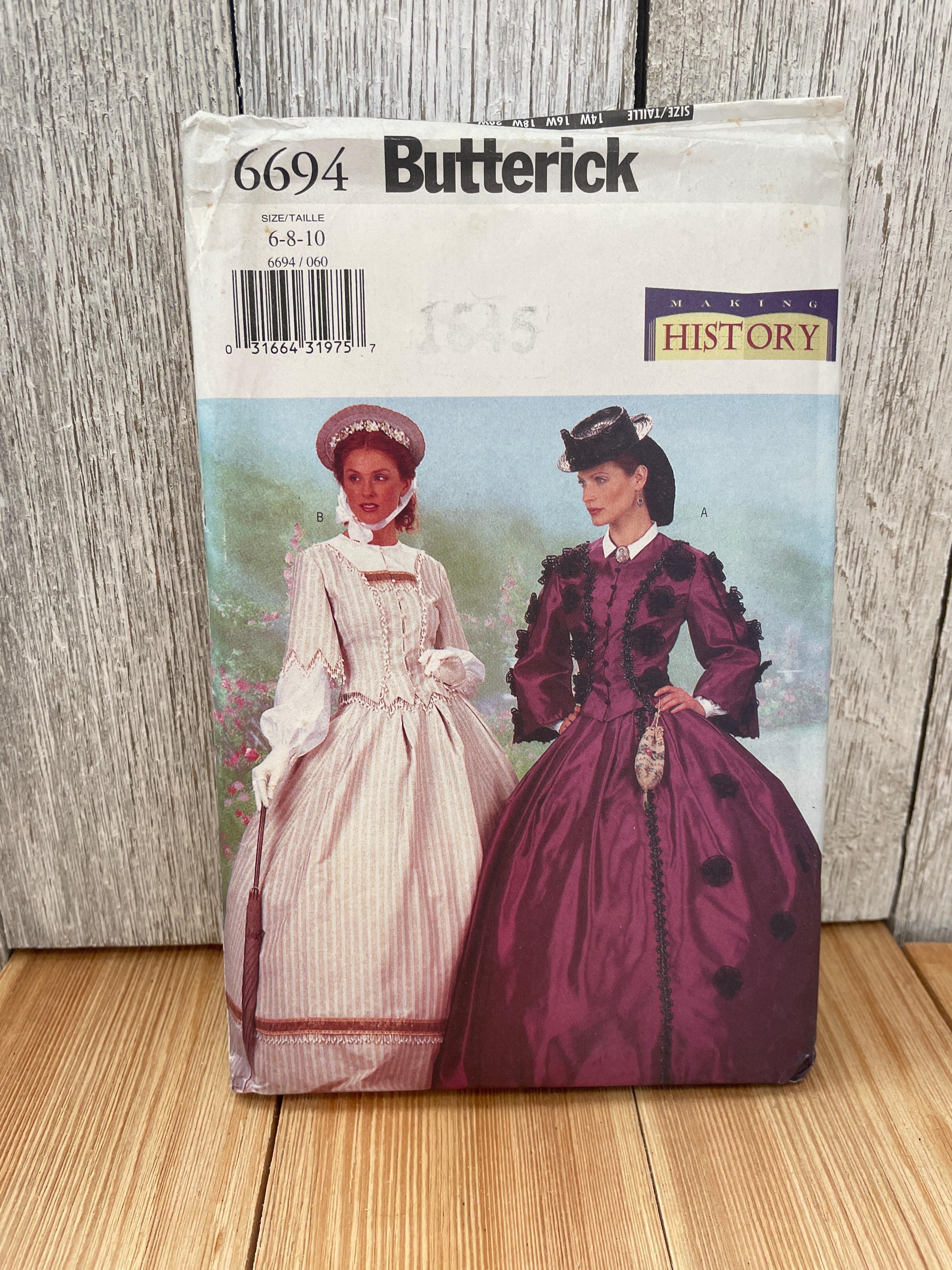 Butterick 6694 Making History Top and Skirt Sizes 6-8-10 Vintage Sewin ...