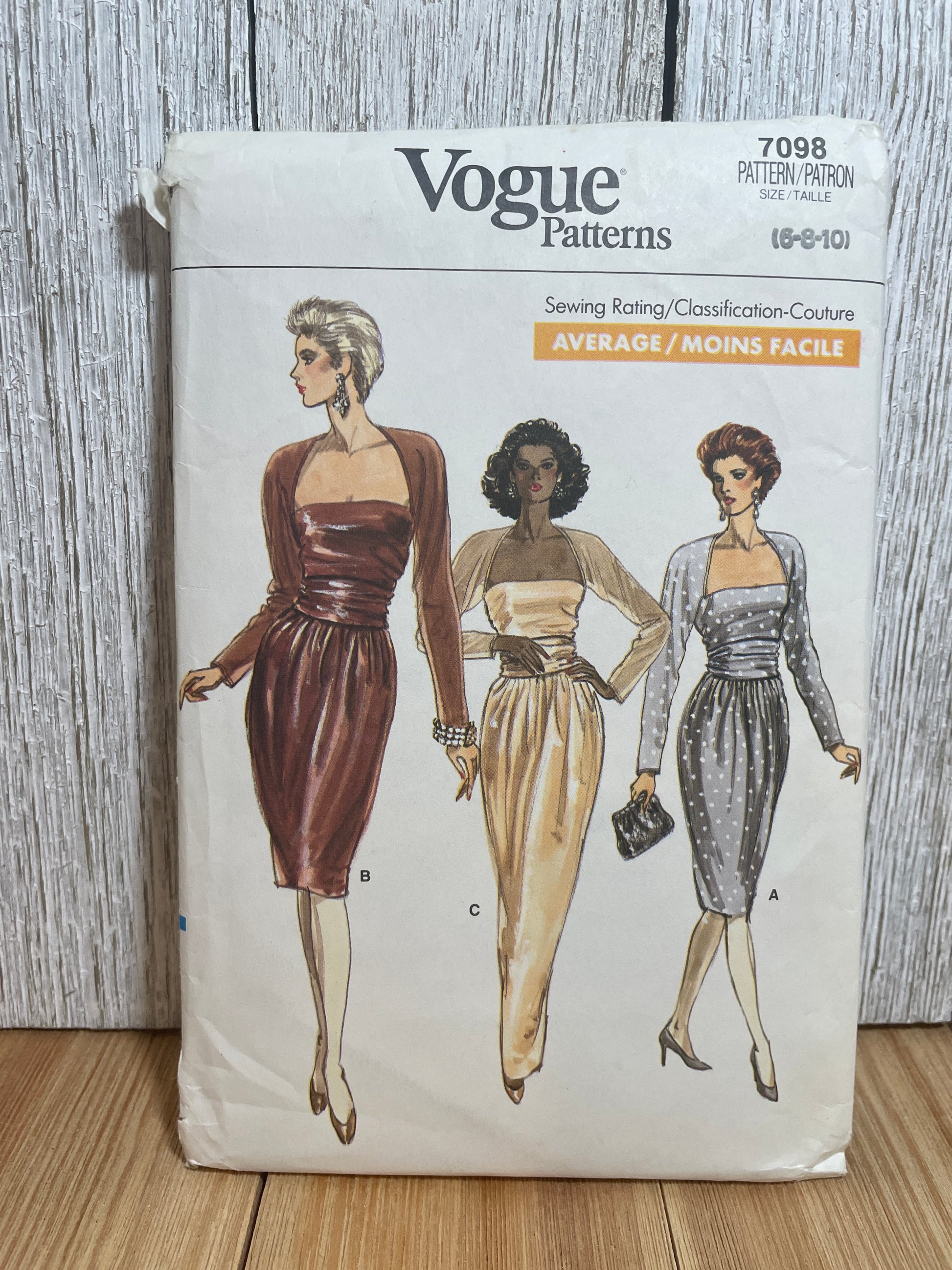 Vogue 7098 Sashed Waist Dress with Shrug Evening Gown Pattern Size 6-1 ...